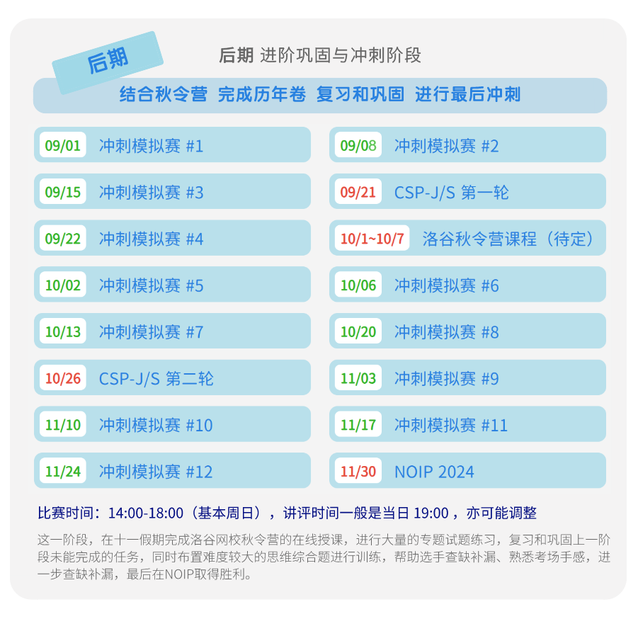 NOIP 冲刺计划【2024 / 后期】 - 洛谷网校 | 全国OIer都能平等享受到的优秀资源